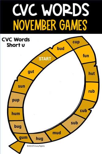 Thanksgiving Turkey Theme Phonics Games CVC Words Activities by Primary ...