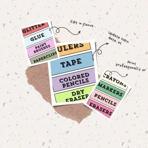 Editable Classroom Supply Labels | Canva Template for Teacher Organization