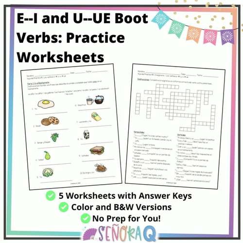 E--I and U--UE Stem Changing Verbs Worksheets by SenoraQ | TPT