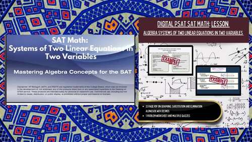Digital SAT MATH (DSAT) Lesson Worksheet Algebra Systems of Two Linear ...