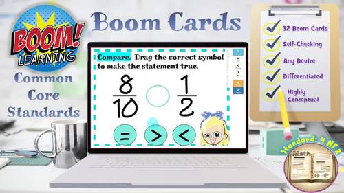 Comparing Fractions: Boom Cards 4.NF.2 by Math Technologist | TPT