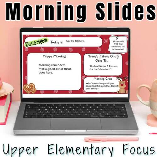 Editable December Morning Meeting Daily Slides PowerPoint Upper Elementary