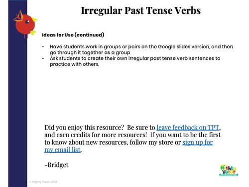 Irregular Past Tense Verbs Grammar Activity Practice for Speech Therapy ...