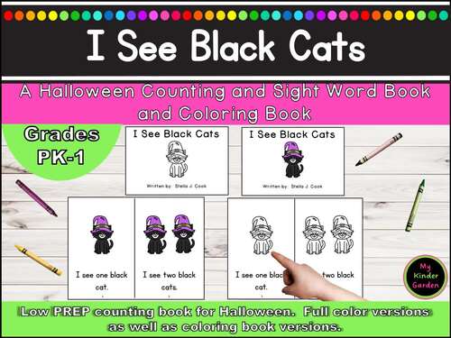 Sight Word & Counting Decodable Halloween Book & Coloring Book I See ...