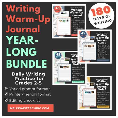 Writing Warm Up Journal FULL YEAR for 2nd 3rd 4th 5th Grade Printable ...