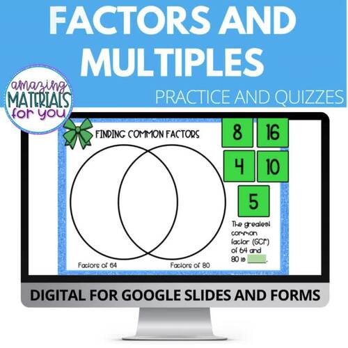 Factors and Multiples Google™ Task Card Slides and Self Grading Forms ...
