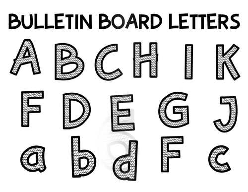 Printable Black and White Bulletin Board Letters, Large Alphabet Letters