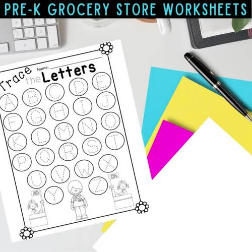 Preschool Grocery Store Worksheets by Courageous with Crayons | TPT