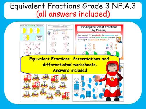 Equivalent Fractions Grade 3 NF.A.3 by Mathematical Wonderland | TPT
