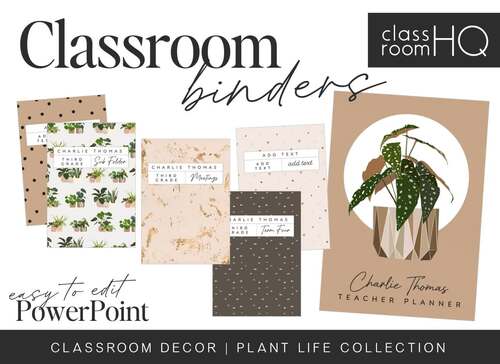 Plant Theme Classroom Decor Editable Binders Cover + Book Pack | PLANT LIFE