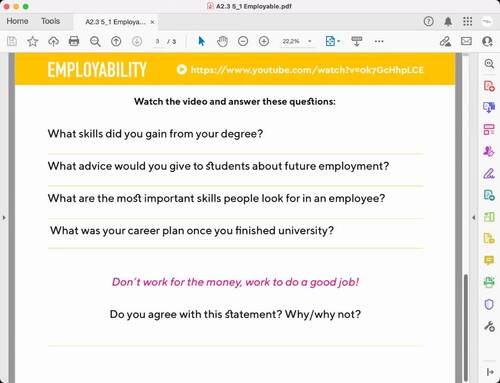 ESL Elementary Lesson: Learn Employability Vocabulary by ESL Class Workshop