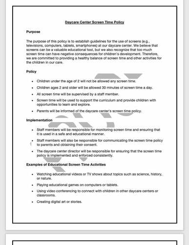 Screen Time Policy by Admin 4 You | TPT