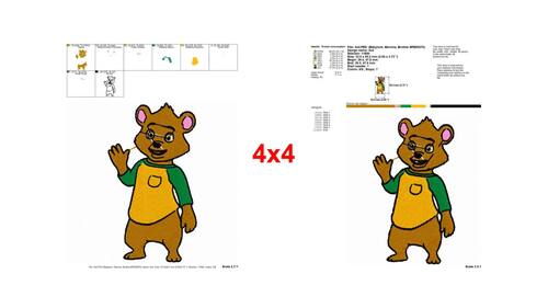 Friendly Cartoon Brown Bear Waving Embroidery Designs for Children ...