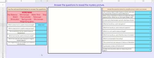 Digital Science Pixel Art Mystery Picture Science Tools NGSS | TPT