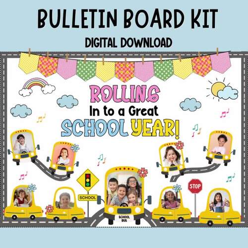 Back to School Bulletin Board Kit | School Bus Theme | August & Door Decor