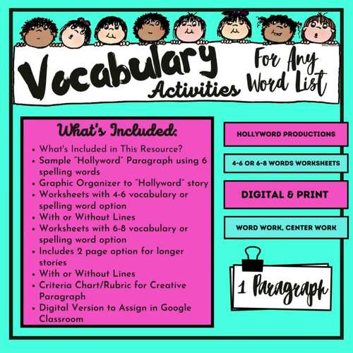 Vocabulary Spelling Word Work Activity & Practice Any Word, Paragraph ...