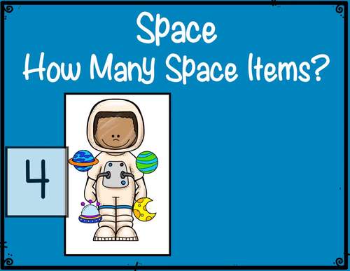 Space Counting Games: How Many Space Items? Numerals & Number Words