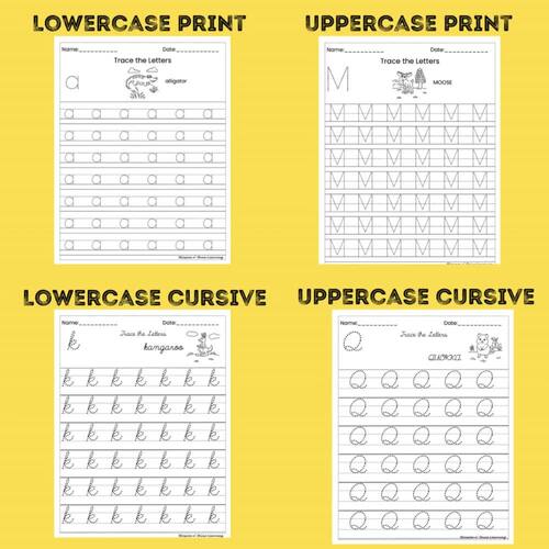 Alphabet Tracing Practice - Print & cursive by Montessori Pulse | TPT