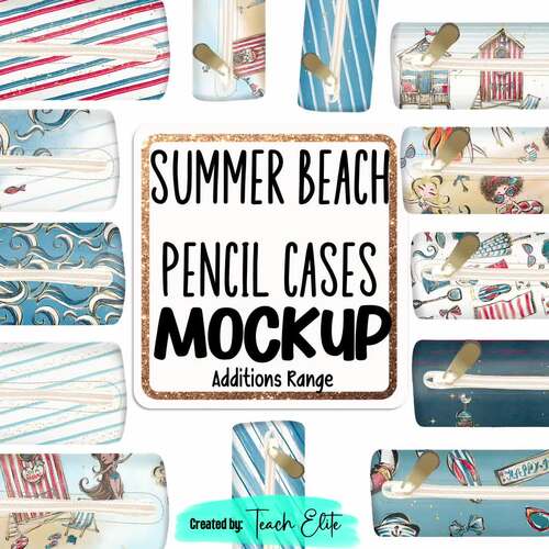 Summer Beach Pencil cases Mock up MOVEABLE Mockup by Teach Elite