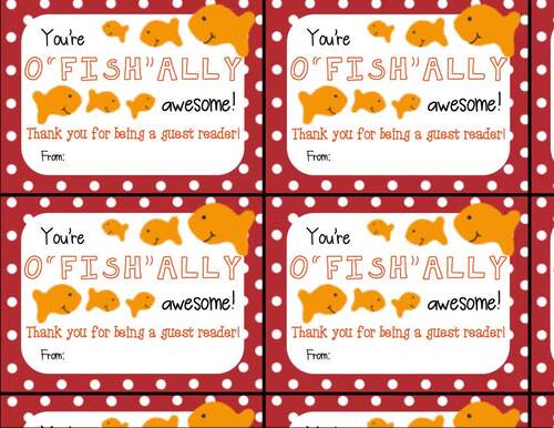 Goldfish Guest Reader Appreciation Gift Tag- You're o"fish"ally awesome ...