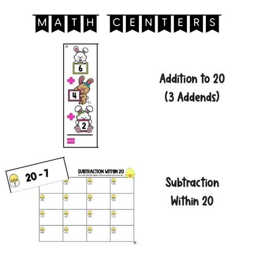 Easter 1st Grade Math and ELA Centers by Kool Kids Games | TPT