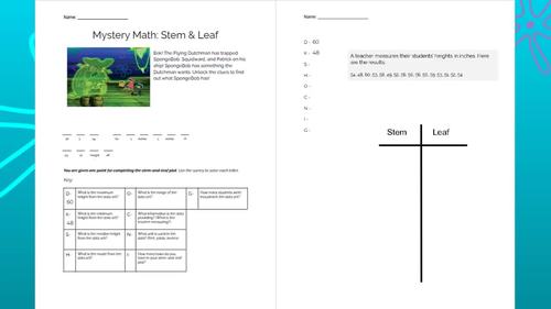SpongeBob Mystery Math: Stem & Leaf Plot by Beyond Basic Math | TPT