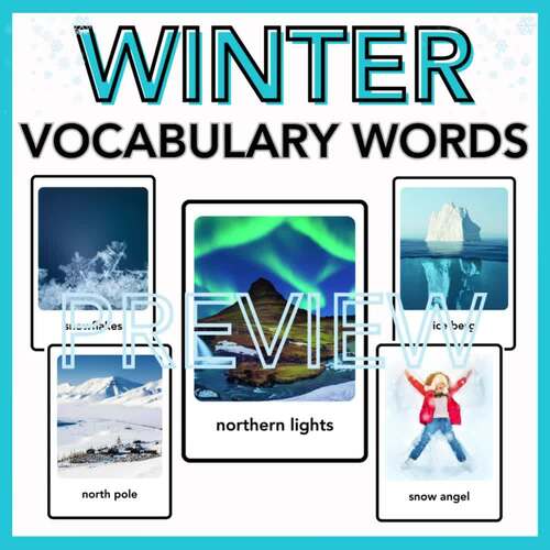 Winter Vocabulary Words Picture Cards Flash Cards With REAL Photos