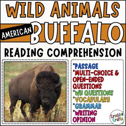 Wild Animals Buffalo Reading Comprehension Passage and Questions 3rd Grade