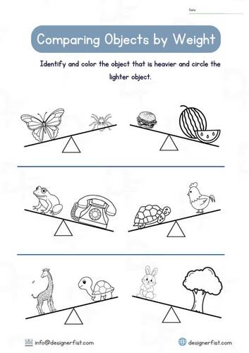 Autism Comparing Objects by Weight Worksheet For Childs | TPT