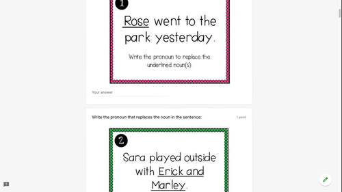 Pronoun Task Cards / Printable & Digital / Google Form / Distance Learning