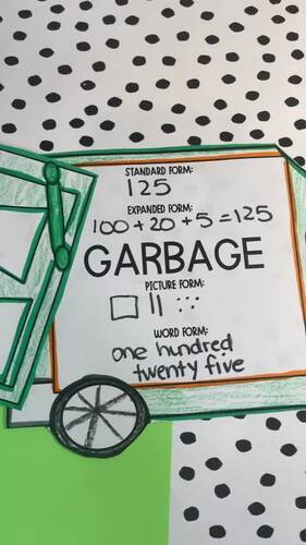 Garbage Truck Math Place Value Craft by The Teaching Diva Corner