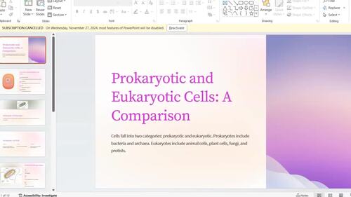 Pre-AP Biology Lesson: Eukaryotic vs. Prokaryotic Cells, Slides, Notes