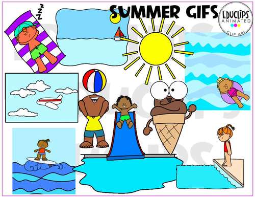 GIFs - Summer - Animated Images - {Educlips} by Educlips | TpT