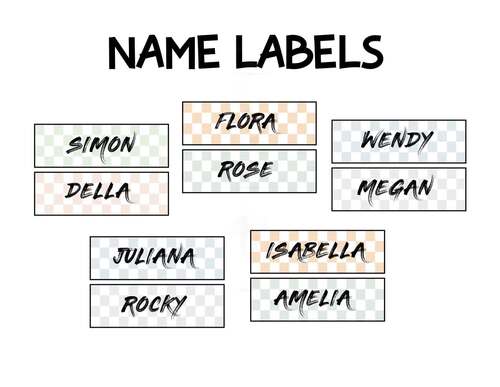 Printable Checkered Student Name Labels, Editable Classroom Labels, Posters