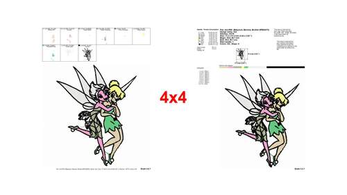 Tinkerbell and Silvermist hugging fairy friendship embroidery designs ...
