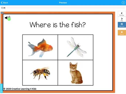 Receptive by Identification ABA Boom Cards for Distance Learning