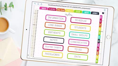 Digital Teacher Planner for GoodNotes, Lesson Planner 2025-2026 | TPT
