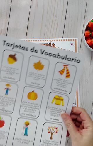 Spanish Fall Vocabulary BINGO for speech therapy by BilingualSLP LLC