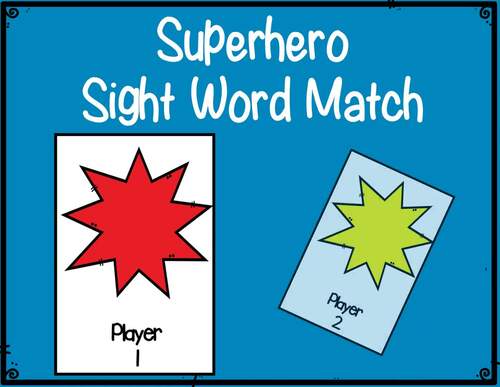 Superhero Themed Sight Word Match Games by The Teaching Scene by Maureen
