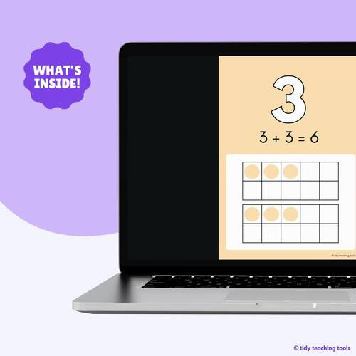 Pastel Rainbow Doubles Facts on Tens Frames | Up to 10 + 10 | TPT