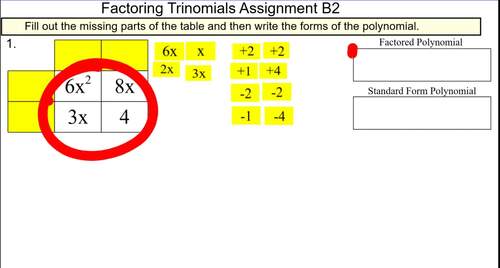 Factoring Trinomials for Classwork.com with Embedded Videos for Support