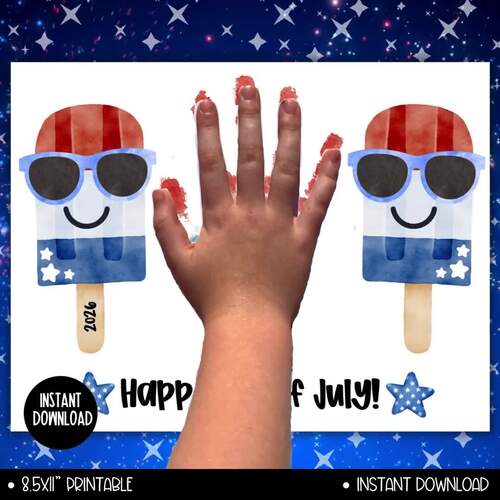 4th of July Popsicle Sunglasses Handprint Craft, Preschool Summer Camp ...