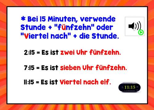 GERMAN TIME BOOM CARDS Level 2 German Boom Cards Telling Time Die Uhrzeit