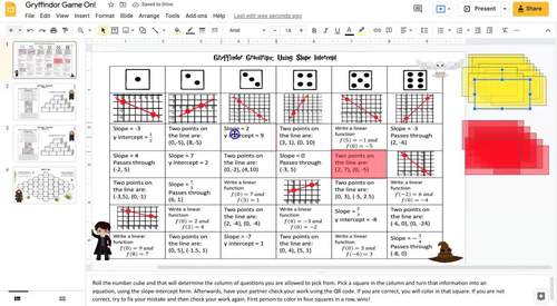 Writing Equations Partner Games A.2B Point Slope, Standard Form, Slope ...