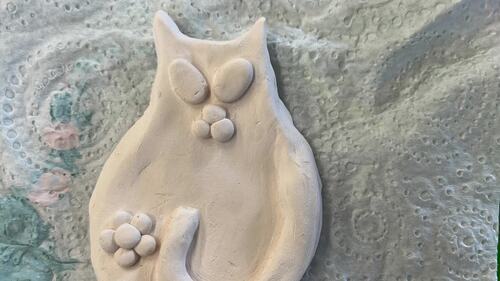 CLAY CAT Sculpture Art Project Visual Guide for slab building skills lesson