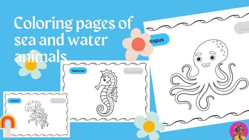 Coloring pages of sea and water animals by Learn with Ms AD | TPT