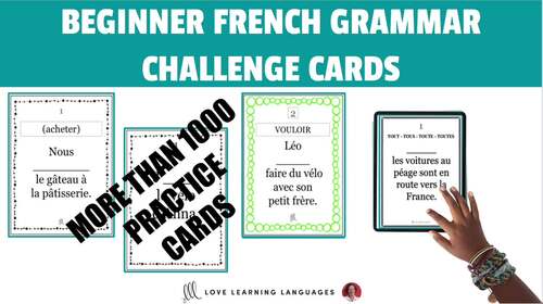 French Beginner Level Review Challenge Cards Bundle | TPT