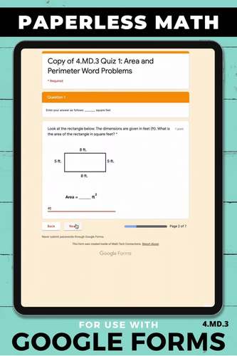 Angles, Area, Perimeter Google Form Math Assessments - 4th Grade Math ...