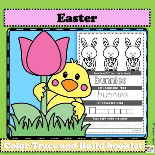 Easter Color Trace and Build booklets for Pre K to Grade 2 | TPT
