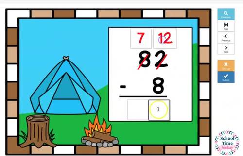 Subtraction with Regrouping Math BOOM Cards by School Time Teaching